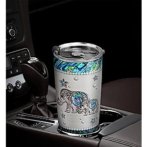 64HYDRO 20oz Elephant Gifts for Women, Men, Valentines Day Gifts for Her, Him, Coffee Thermos, Couples Gifts Animal Lovers Gifts Jewelry Elephant Tumbler Cup, Insulated Travel Coffee Mug with Lid