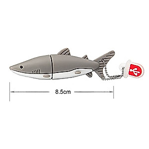 USB Flash Drive 64GB Cute Grey Shark Shaped USB Drive Thumb Drives USB 2.0 Memory Stick for External Data Storage