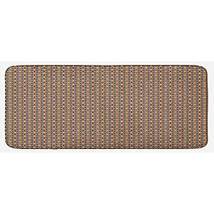 Ambesonne Polka Dot Kitchen Mat, Repetitive Pattern of Colorful Design Minimalist Rounds on Dark Mauve Taupe Back, Plush Decorative Kitchen Mat with Non Slip Backing, 47" X 19", Multicolor