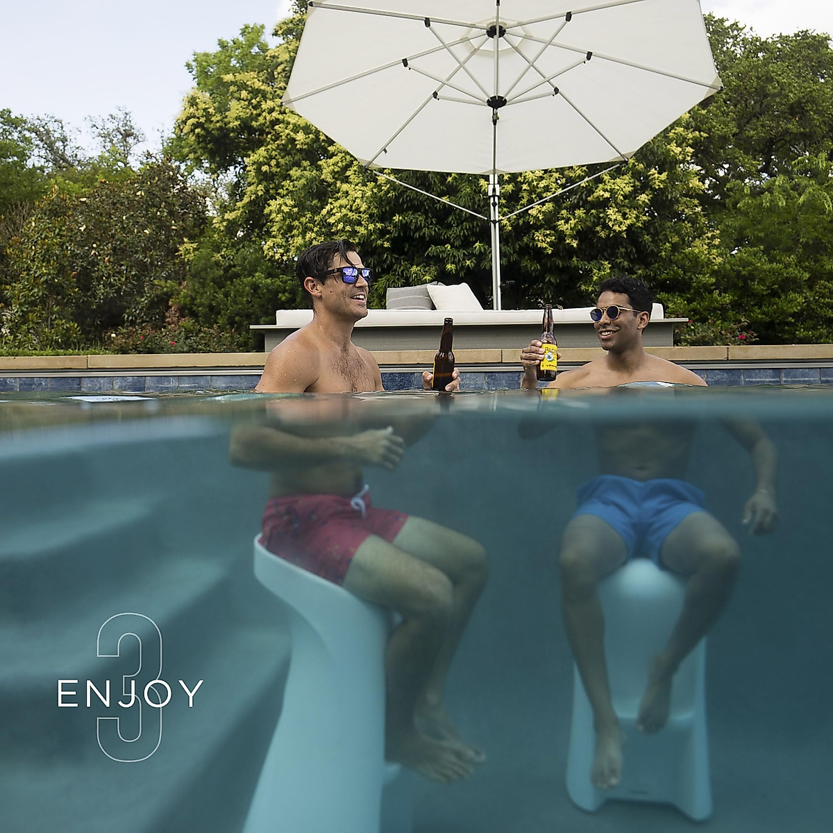 Ledge Lounger in-Pool Barstool (Set of 2) (White, Bar Height)