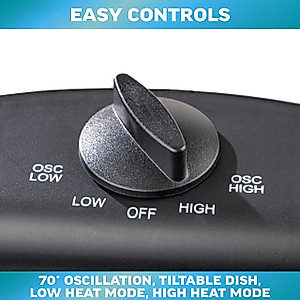 Comfort Zone Oscillating Portable Space Heater, Flat Panel, Halogen, Infrared, Electric, Adjustable Tilt, Overheat Sensor, Stay-Cool, & Tip-Over Switch, Ideal for Home, Bedroom, & Office, 800W, CZHTV9