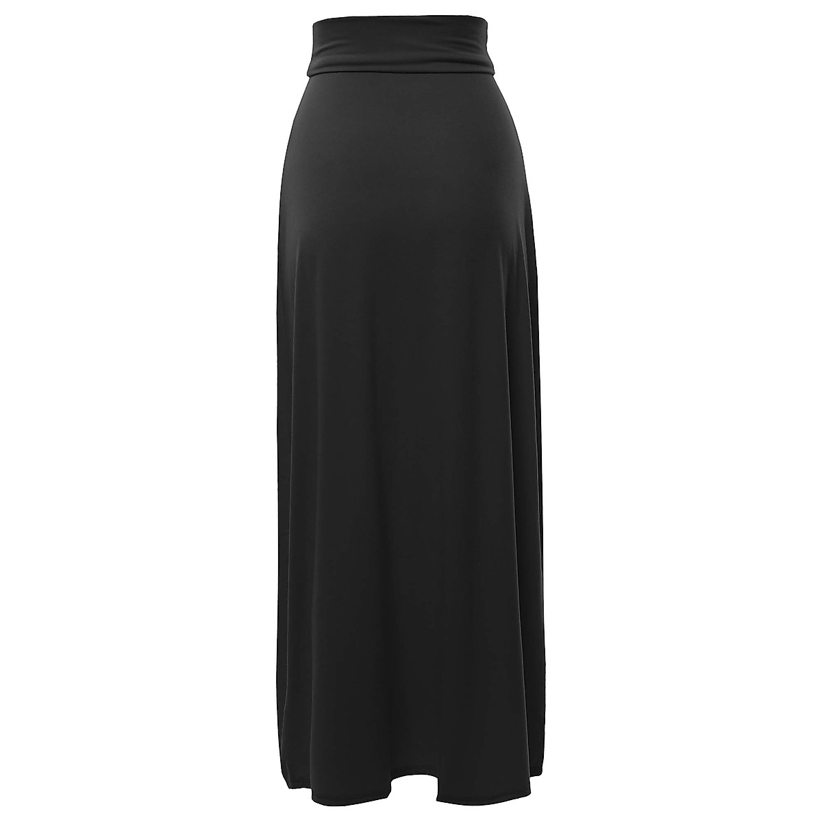 A2Y Basic Foldable High Waist Floor Length Maxi Skirts Black XL