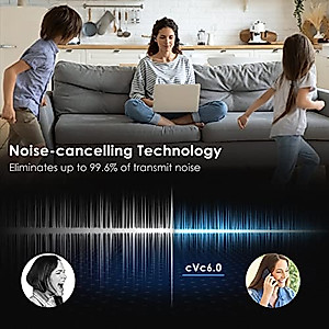 Bluetooth Headset with Microphone for Truck Driver, One Ear Wireless Headset with cvc6.0 Noise Cancelling, Mute & Volume Control, Long Battery Life, Headsets with Mic for Cell Phone, PC, Call Center