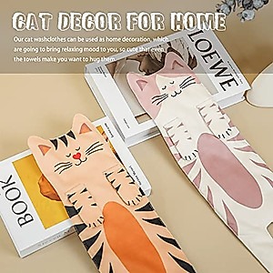 Dancenser Cute Cat Hand Towel, Cat Gifts for Cat Lovers, Cat Decor for Home, Funny Kitchen Bathroom Towels, Cute Cat Decorative Hanging Washclothes Face Towels, 20.9x5.1in