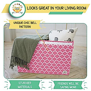 DaWikity Kids Toy Chest - Collapsible Toy Bin for Nursery, Bedroom, Living Room & Playroom Organization and Storage - Toy Box with Lid, Hook-and-Loop Fastener, Spacious Compartment - 25x16x13, Pink