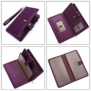 YALUXE Wallet for Women RFID Blocking Removable Checkbook Holder Large Capacity