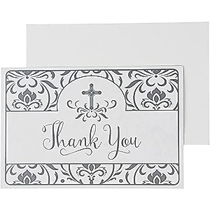 Thank You Postcard Set with Envelopes, Religious Greeting Cards, Floral Design (48 Pack)