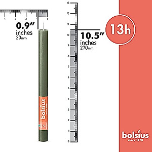 BOLSIUS 16 Fresh Olive Rustic Household Candles - 10.5 Inch - Premium European Quality - 13 Burn Hours - Natural Eco-Friendly Plant-Based Wax - Unscented Dripless & Smokeless Party Décor Candlesticks