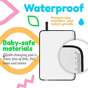 Toolik Baby Diaper Changing Pad, Extra Large (27.5 x 19.7 inch) Waterproof Mat for Stroller Walks or Diaper Bag, Fits Newborn and Toddler for Quick Change on The go, Black with 3D Cube