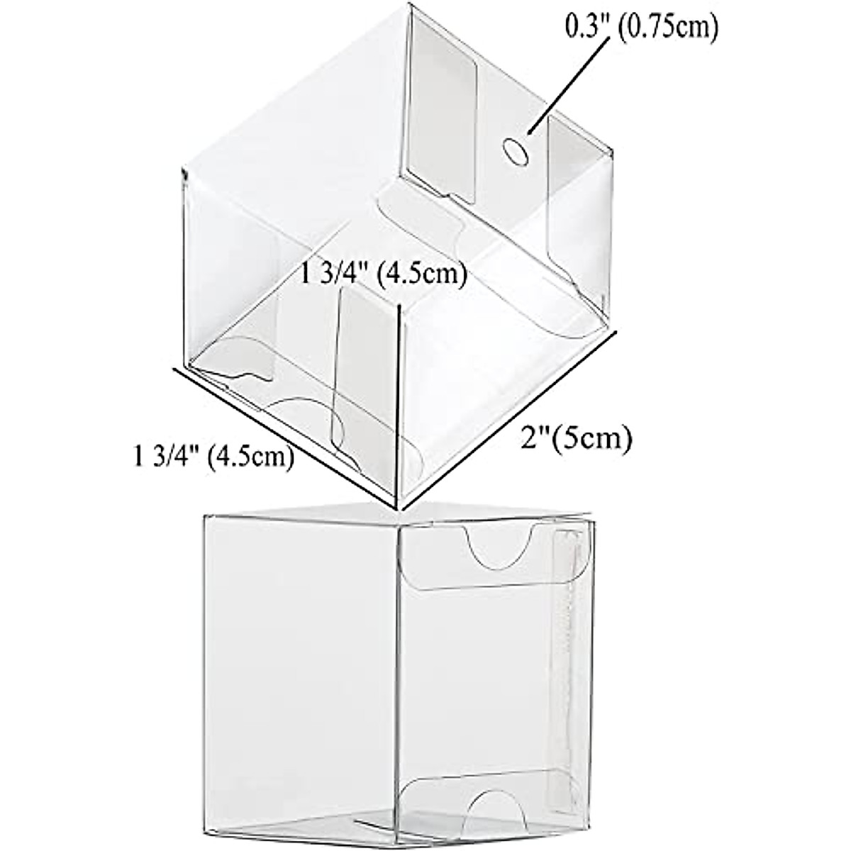 RomanticBaking 100 Pack 1 3/4" x 1 3/4" x 2" individul Single Cake Pop Box With Hole and RibbonSmall Gift Boxes Mini Plastic Boxes Treat Boxes Candy Boxes