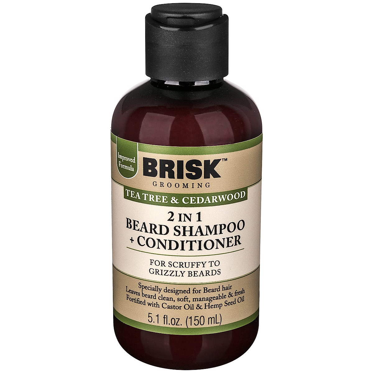 Brisk Beard Grooming Shampoo, Tea Tree & Cedarwood, 5.1 Oz