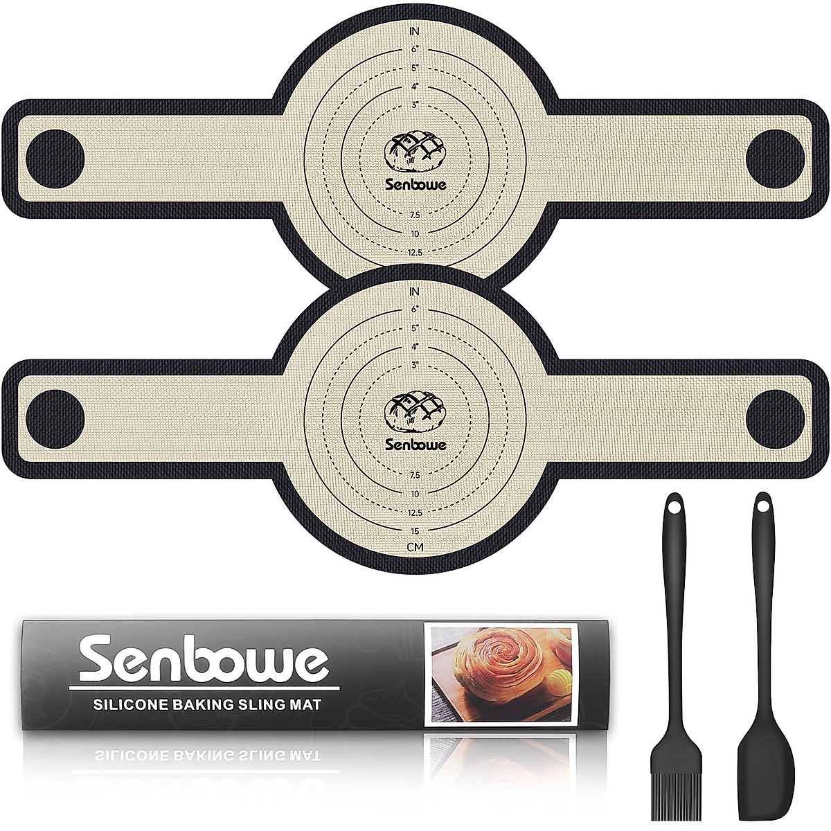Senbowe 2 PCS Silicone Bread Sling for Dutch Oven, Non-Stick & Easy to Clean Reusable Silicone Bread Baking Mat Sheet Liner with Extra Long Handles, Easy to Transfer Sourdough Bread Baking Supplies