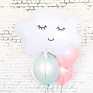 Creaides 3pcs White Cloud Balloons 30 Inch Mylar Foil Cloud Balloons for Baby Shower Birthday Wedding Party Supplies