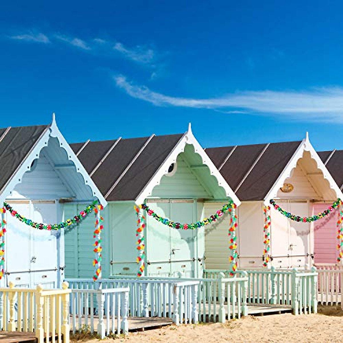 6 Pieces Long Tropical Flower Garland Multicolored Paper Tissue Garland Hawaiian Flower Garland for Luau Hawaiian Themed Party Supplies