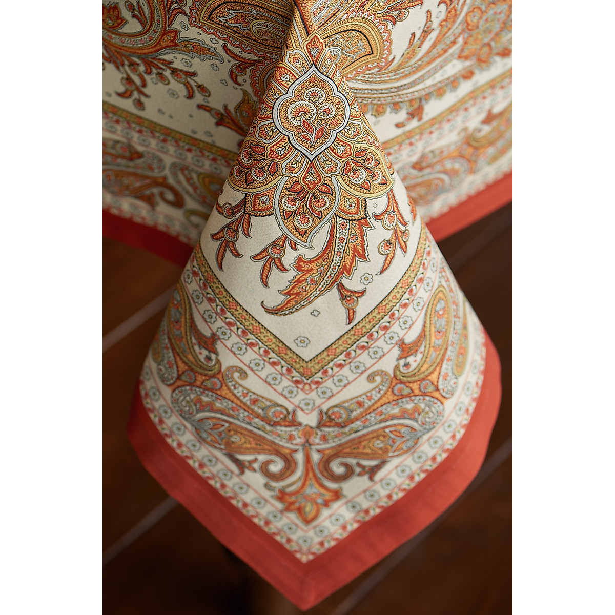 Maison d' Hermine Tablecloth 100% Cotton 60"x120" Washable Rectangle Table Cover Decorative Tablecloths, Dining & Camping, Kashmir Paisley - Thanksgiving/Christmas