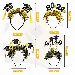 Zaruatu 4 Pcs Graduation Hat Headband Insert Mini Cap Hair Accession Party Favors 2024