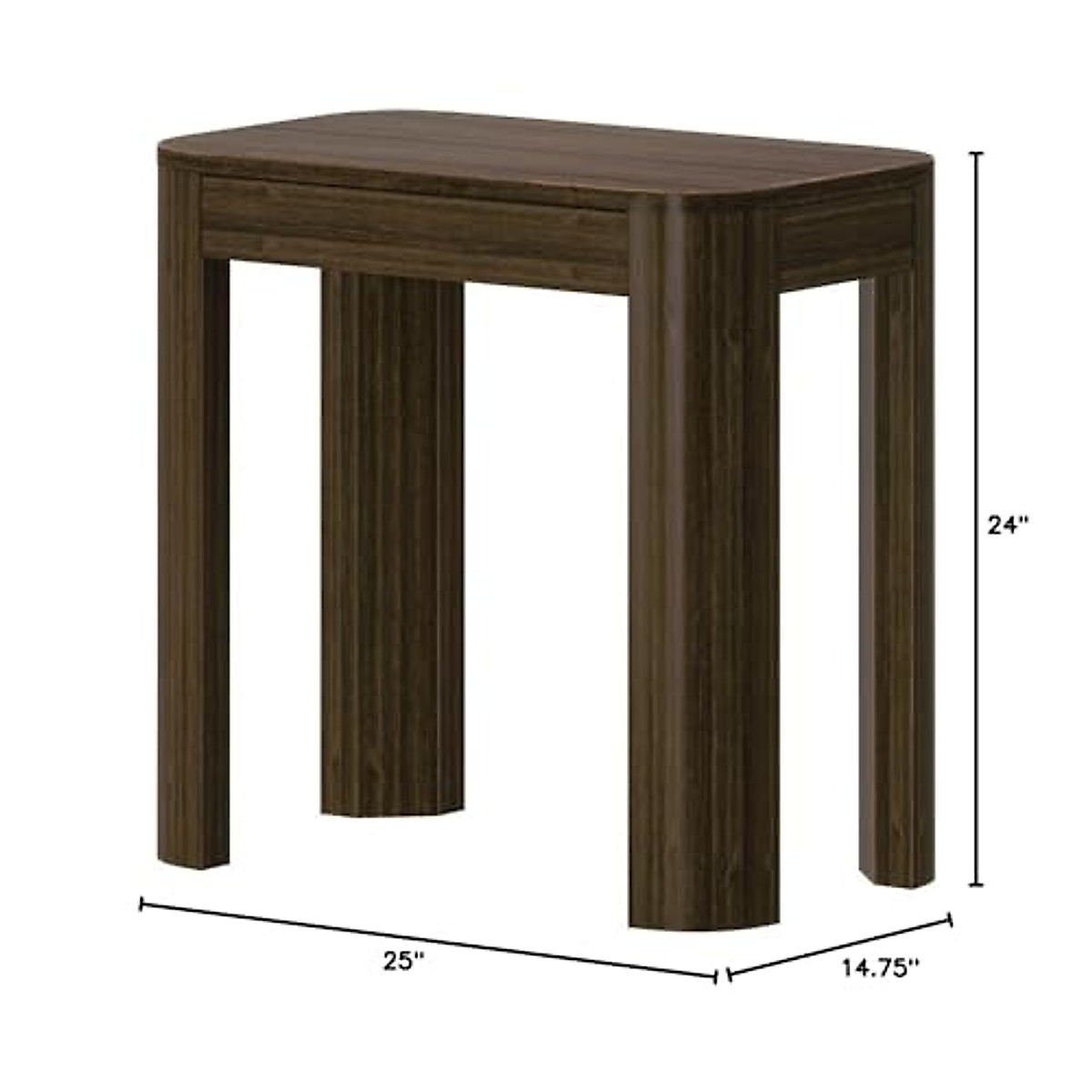 Plank+Beam Modern Rounded Rectangular Side Table, Solid Wood End Table for Living Room, 25in, Walnut