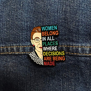 Arturbo for RBG Pin Women Girl Power Feminist Pin Badges Notorious I Dissent Pins for Ruth Bader Ginsburg Justice Lapel Pins Brooch for Clothing Bags Hats Decoration