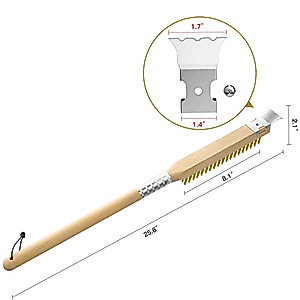 Pizza Stone Brush, G.a HOMEFAVOR Pizza Oven Brush with Scraper, 25" Long Pizza Stone Cleaning Brush, Pizza Oven Tools and Accessories