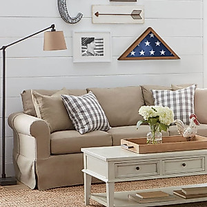 HBCY Creations Flag Display Case for 5' x 9.5' American Veteran Burial Solid Wood Rustic Brown Frame with Glass Front Wall Mount or Standing Display, Box