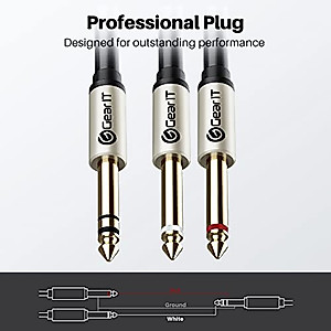 GearIT 1/4 inch TRS Stereo to Dual 1/4 inch Y-Splitter Insert Cable (6.6ft) 1/4 Inch Male Jack to Dual 1/4inch(6.35mm) Male TS Mono Breakout Cable Audio Patch Quarter Inch Cord - 6.6 feet