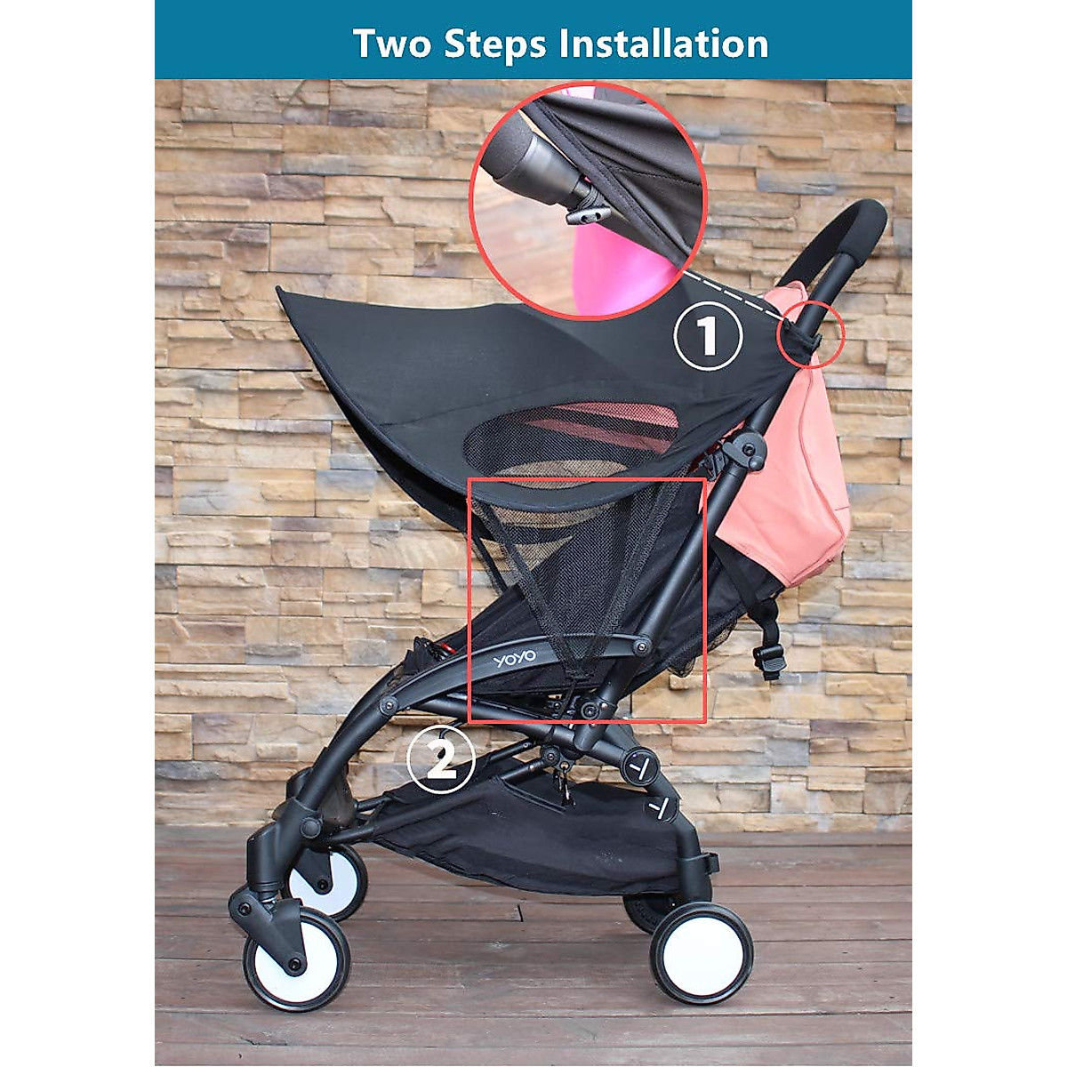 ROMIRUS Stroller Cover Sunshade Canopy Summer Rayshade Compatible for Babyzen YOYO/YOYO+/ YOYO2 Stroller