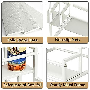 ZGO 3 Tier Coffee Syrup Rack for Coffee Bar, Water Bottle Organizer for Cabinet, Simple Syrup Bottles Coffee Station Organizer for Countertop, Coffee Bar Accessories and Organizer(White)