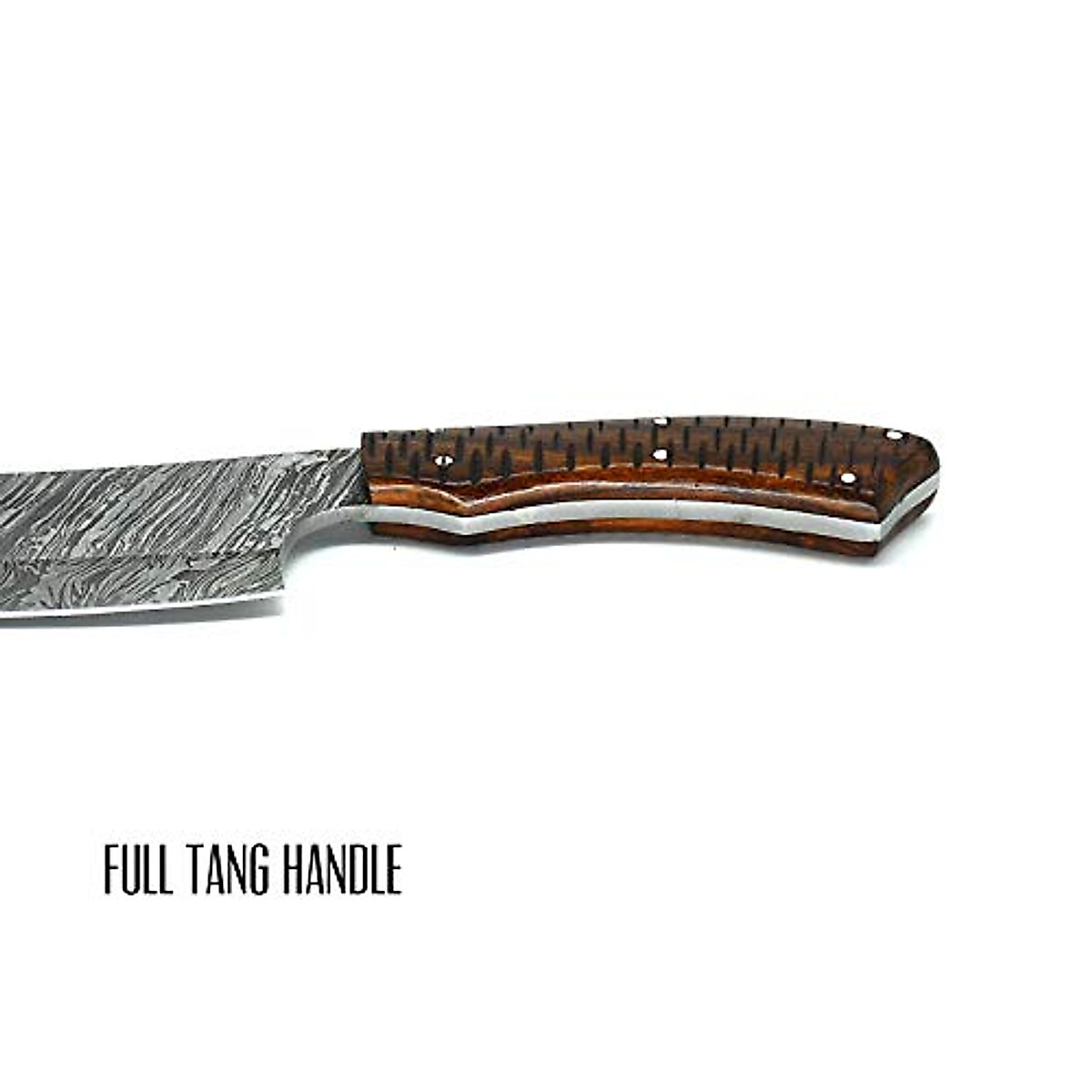 CK-12 Handmade Damascus Steel 12.00 Inches Cleaver Style Knife – Solid Rose Wood Handle. Full Tang Comes with Leather Sheath