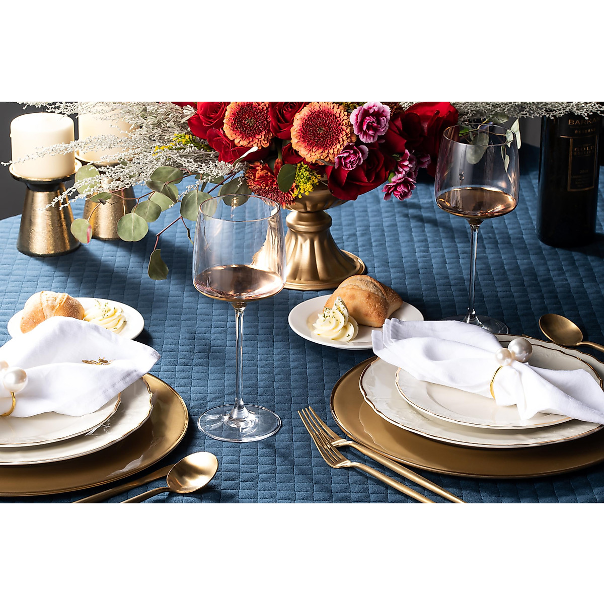 Barski - Handmade Glass - Wine Goblat - Decororated And Dipped in 20 K gold on the bottom - 16 oz. - Gift Boxed - Made in Europe - Set of 4