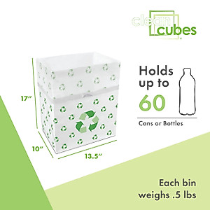 Clean Cubes 13 Gallon Disposable Trash Cans (3-Pack). Reusable Garbage and Recycling Bins for Parties, Events, and More (Recycle - 18" Tall x 14" Wide 10" Deep)