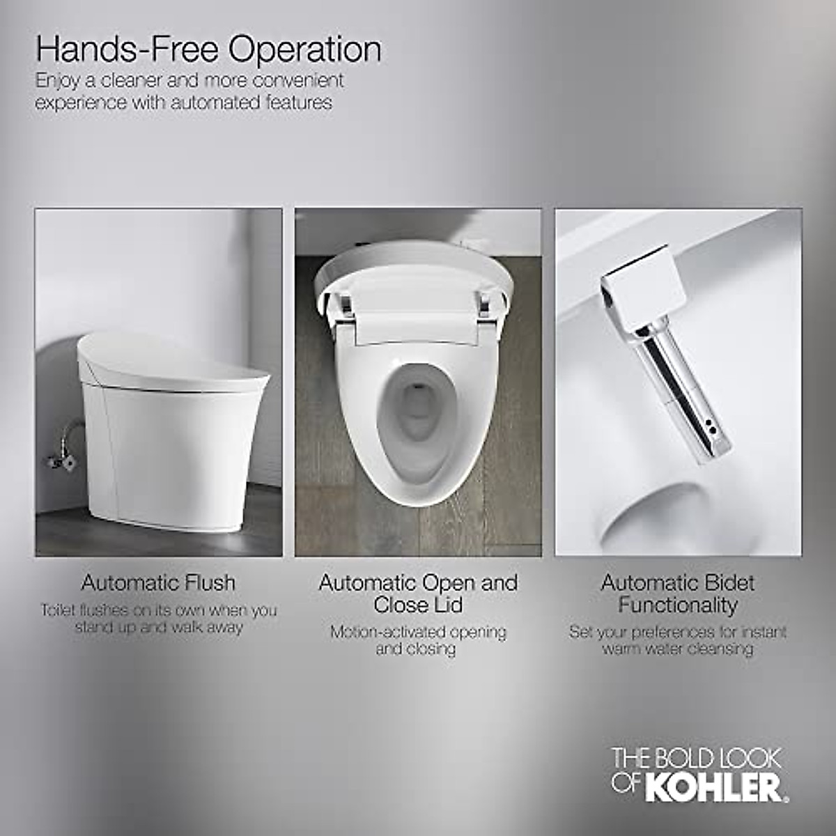 Kohler K-5401-PA-0 Veil Comfort Height Skirted One-Piece Elongated Dual-Flush Intelligent toilet, White