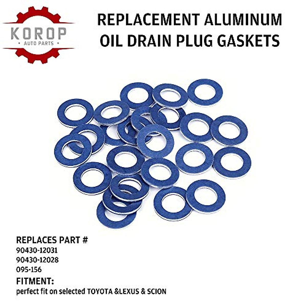 90430-12031 (24Pcs) Aluminum Oil Drain Plug Gaskets Fits for Toyota Lexus Scion Crush Washer Seals Replaces# 9043012031
