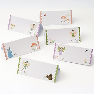 Cheerland 36pcs Woodland Fairy Themed Place Cards, 6 Floral Designs Thick Table Seting Name Cards Seating Blank Printed for Kids Birthday Tea Baby Shower Mushroom Dinner Party Favors and Supplies