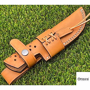 Ottoza Handmade Leather Knife Sheath SIDE DRAW Knife Sheath - Bushcraft Knife Sheath - Hunting Knife Sheath - Survival Knife Sheath - Vertical Knife Sheath Brown TOP GRAIN LEATHER No:334