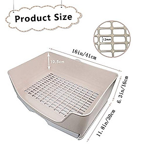 PINVNBY Large Rabbit Litter Box Corner Toilet Box Bigger Pan Pet Potty Trainer with Drawer for Adult Bunny Guinea Pig Chinchilla Ferret Galesaur Hedgehog Small Animals(Brown)