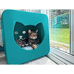 Kitty Kasas New! Standard Snap-On Modular Cat House, Bedroom Cube, Teal (KKB-115)
