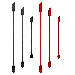 6 Pieces Silicone Spatula Set Mini Thin Jar Scraper Small Rubber Spatula for Makeup Beauty Products Tiny Spatulas Lotion Stirrer Kitchen Bottles Cosmetic Bottles (Red + Black)