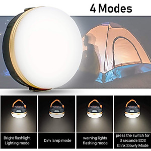 Censinda LED Camping Lantern, Rechargeable Portable Tent Light, 300LM,3 Light Modes,1800mAh Power Bank, Magnet Base,Electric Lantern Flashlight for Camping/Hiking/Fishing/Hurricane/Emergency(2 Packs)