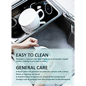 White Porcelain Jumbo Coffee Mugs Set of 4-16 Ounce Cups with Handle for Hot or Cold Drinks like Cocoa, Milk, Tea or Water - Smooth Ceramic with Modern Design