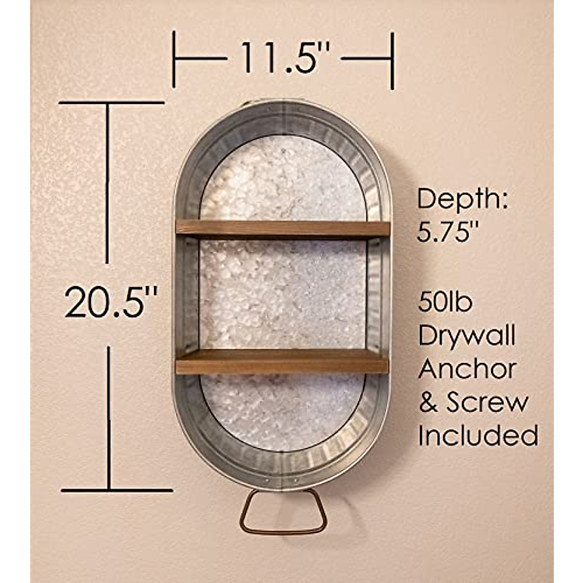 Galvanized Wash Tub with Shelves | Rustic Bathroom Décor | Farmhouse Rustic Bathroom Shelves | Bathroom Tub of Towels | Metal Wash Tub Cubby | Galvanized Shelf Wall