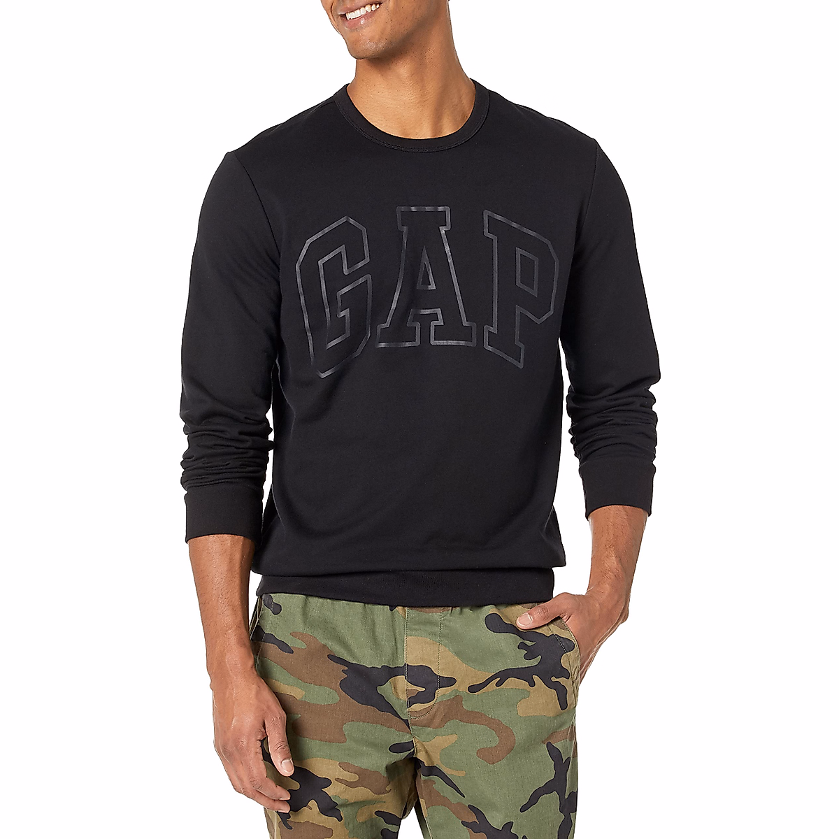 GAP mens Logo Fleece Crew Hooded Sweatshirt, Black 7, Medium US