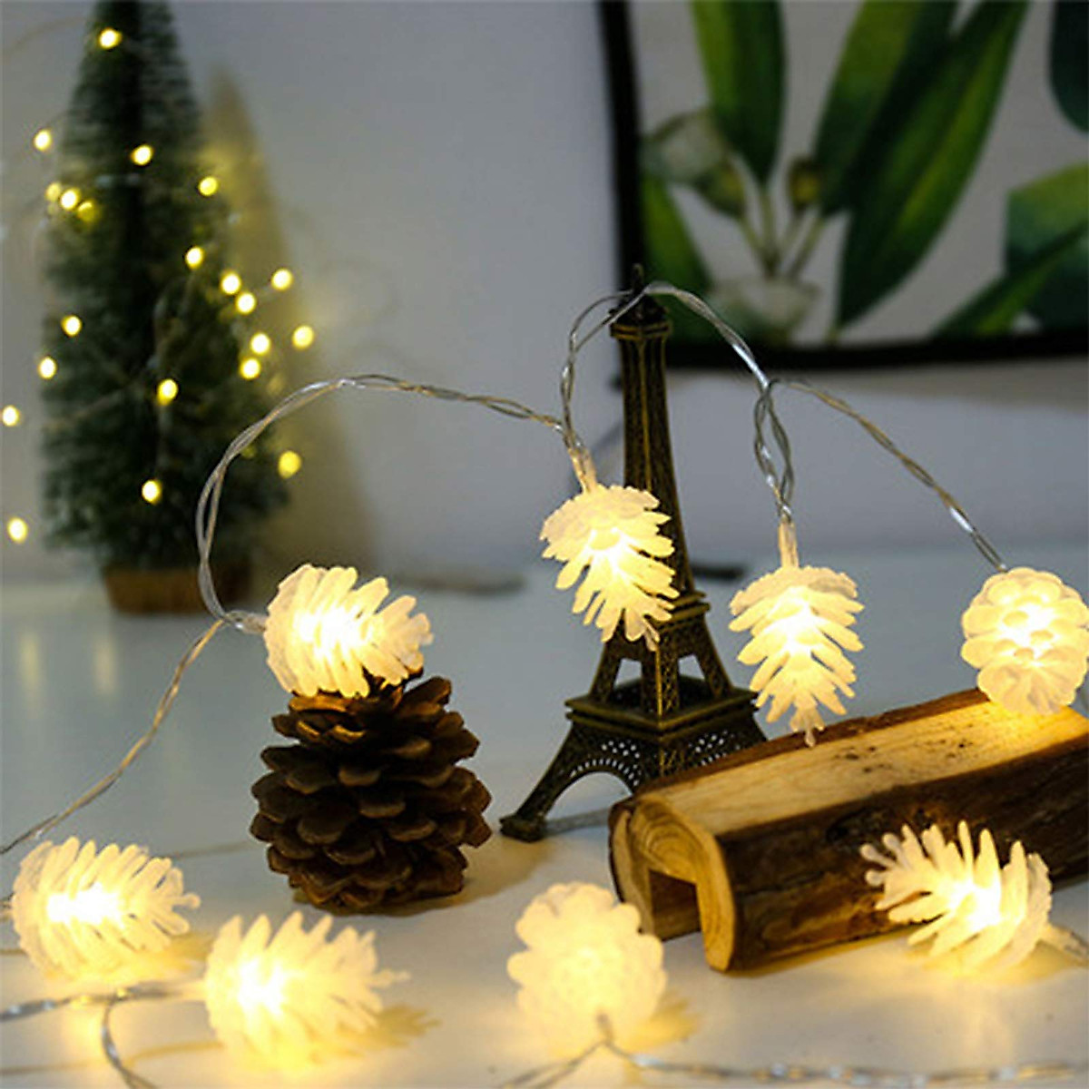 无 Christmas Pine Cones Shape LED Fairy String 40 LED 19.68 feet Battery Power Warm White String Lights Indoor and Outdoor Home Garden Lights