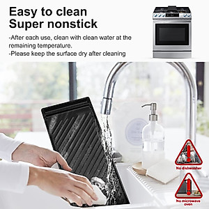 Upgraded DG61-00859A Griddle Compatible With samsung Stove Parts Top Griddle Plate,AP5957987 4011077 PS10063201 Heavy Duty Cast Iron Reversible Griddle/Grill Combo（Not Universal）-1 Year Warranty