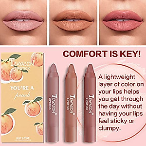 3 Colors Smooth Matte Lipstick Pack Set, Moisture Longwear Color Stick Ultimate Lip Crayon for Makeup Collection - Nourishing Lipstick with a Matte Finish Waterproof Velvet Lipgloss Lip Stain
