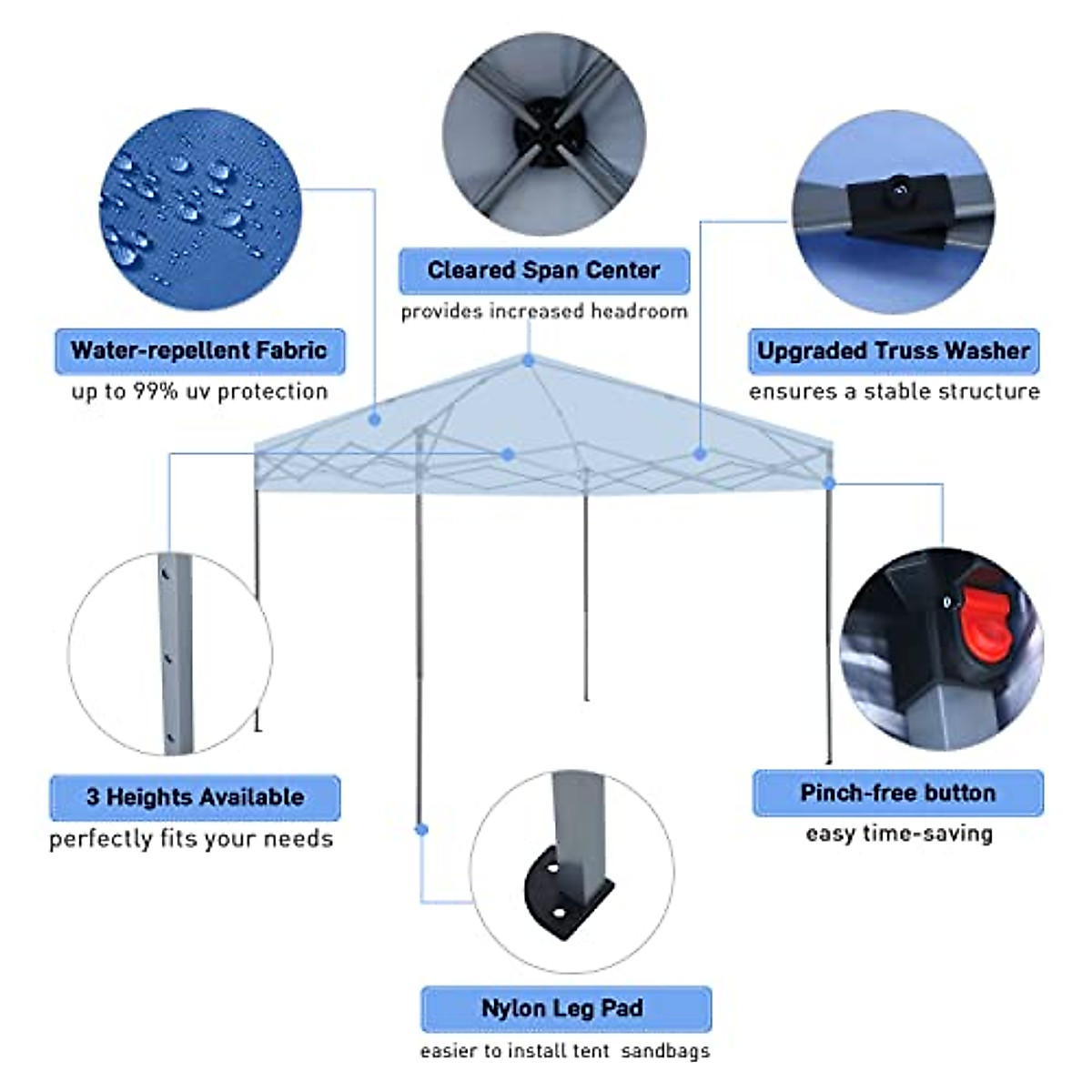 Canopy Tent Outdoor Canopy Party Shade 10 x 10ft Portable Pop Up Canopy Event Tent Party Tent Water Resistant Spacious Summer Cover Instant Canopy Shelter Tent with Wheeled Carry Bag