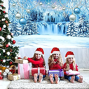DUAIAI Winter Christmas Backdrop, Birthday Party Decorations Frozen Crystal Pendant Ice and Snow White World Wonderland Background Banner for Children Photography Backdrops