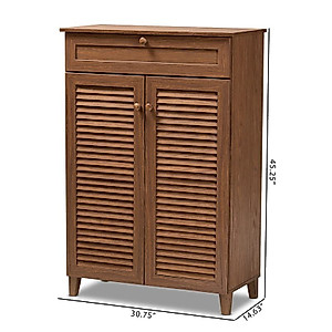 Baxton Studio Coolidge Wood 5-Shelf and Drawer Shoe Cabinet in Walnut Brown
