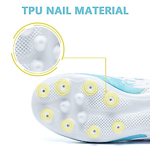 ziitop Kids Soccer Shoes for Boys Girls Youth Football Cleats Outdoor & Indoor Baseball Shoes, Lightweight Breathable Conical Studs, Running & Training for Students (Little Kids/Big Kids) Whiteblue