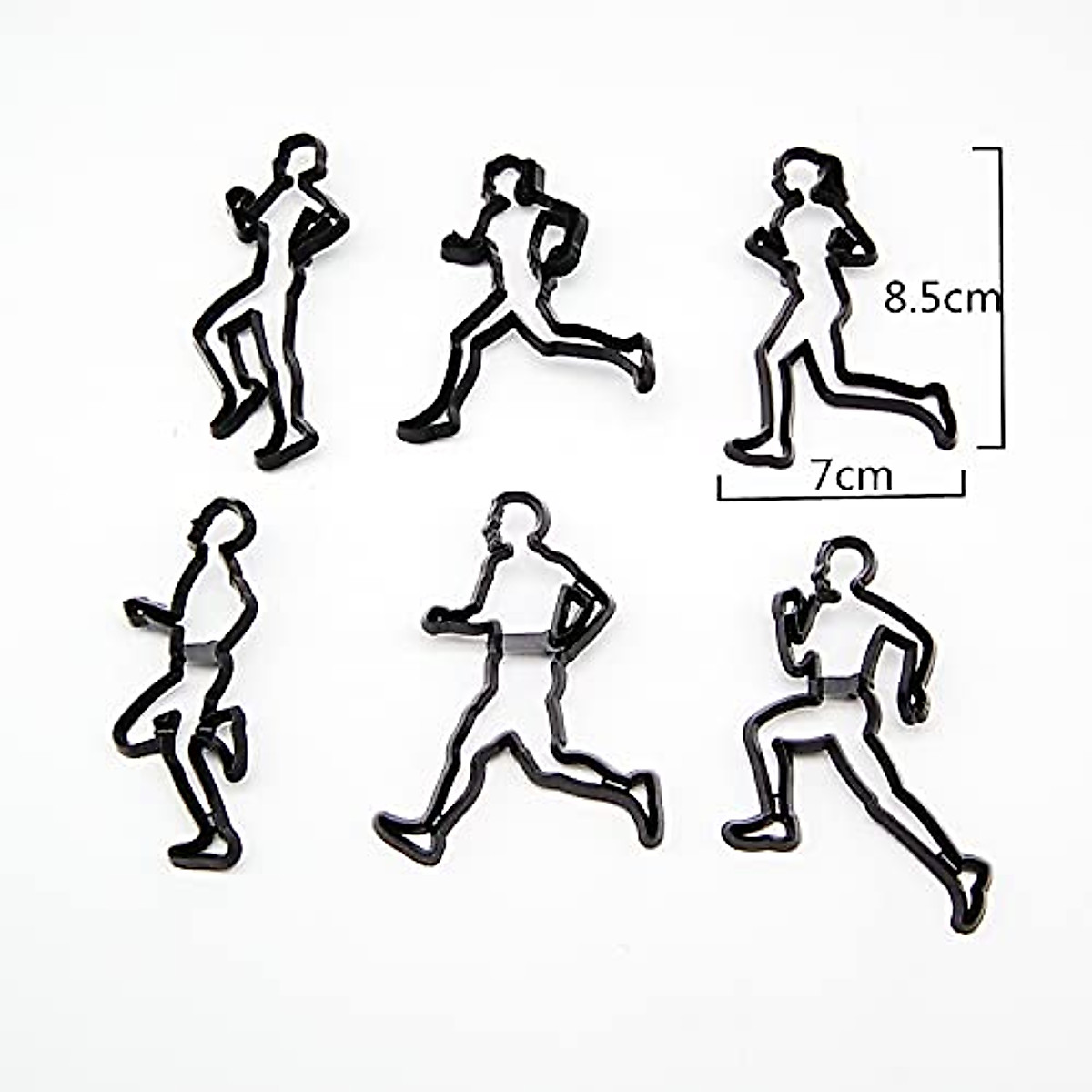 Hsxxf 6PCS Running Fondant Cutters Cookie Cutter Silhouette Gumpaste Flowers Sugar Craft Mold Cake Decorating Tools for Anniversary/Bridal/Engagement Cake Decorating (Running),Black
