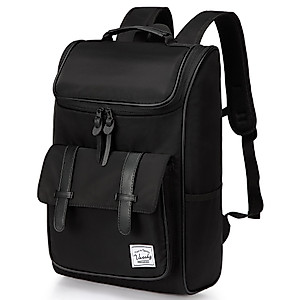 VASCHY Backpack for men, Vintage Water Resistant Daypack Rucksack College School Backpack with Padded 15.6 inch Laptop Compartment